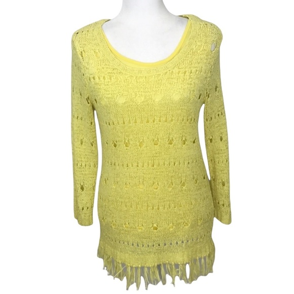 City Girl | Sweaters | City Girl Overlay Sweater With Fringe Bottom A2 ...